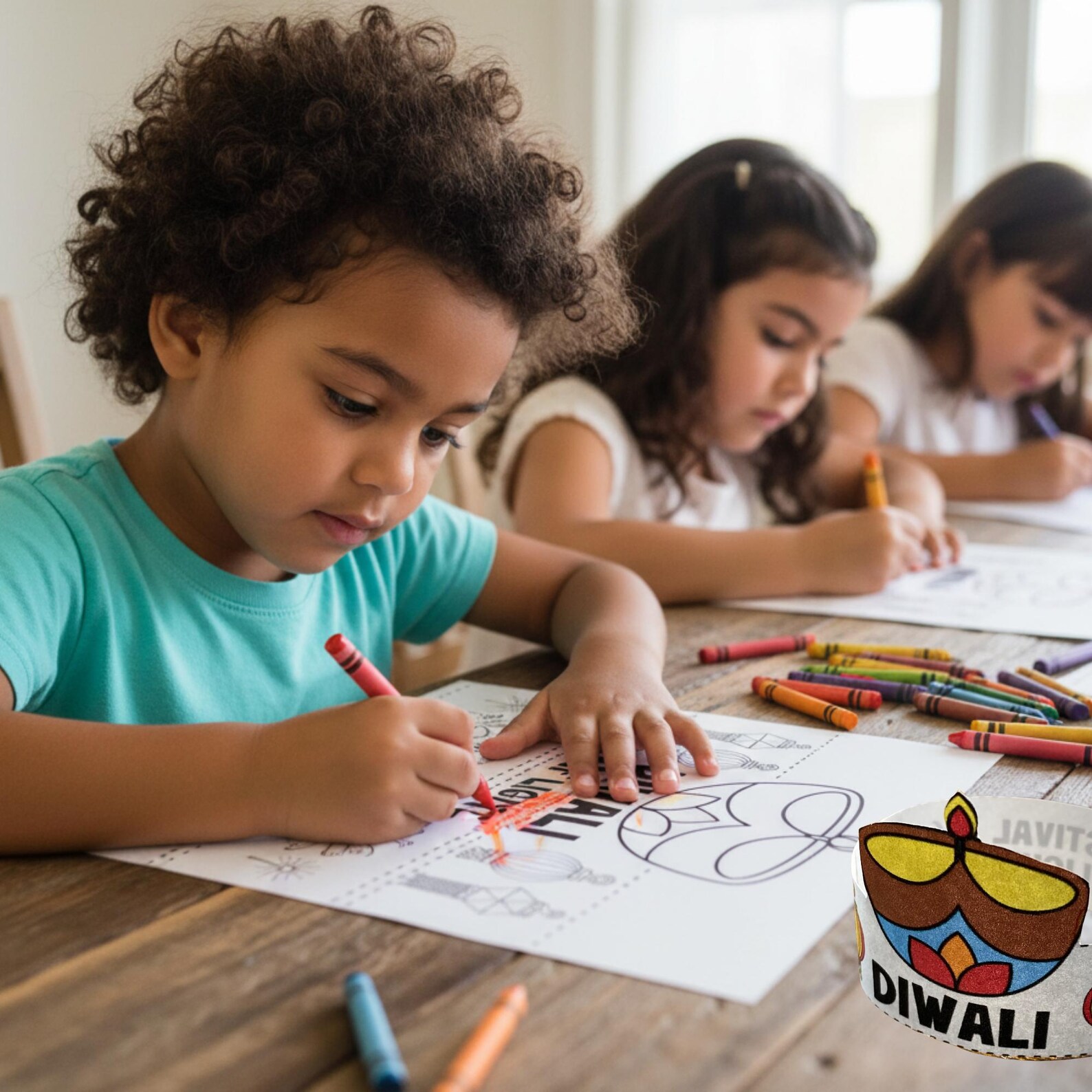 Diwali Paper Crown Craft Activity, Coloring Printable Diwali Diya Lamp ...