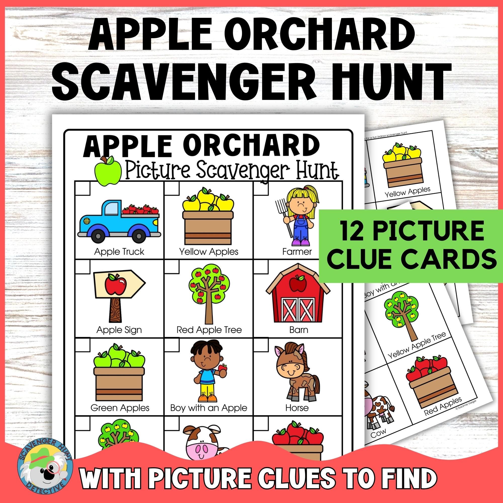 Apple Orchard Scavenger Hunt for Preschoolers With Picture Clues, Apple ...