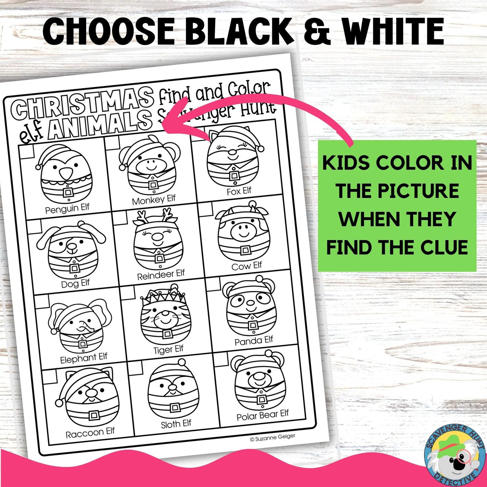 Christmas Elf Animals Scavenger Hunt for Preschoolers With Picture ...