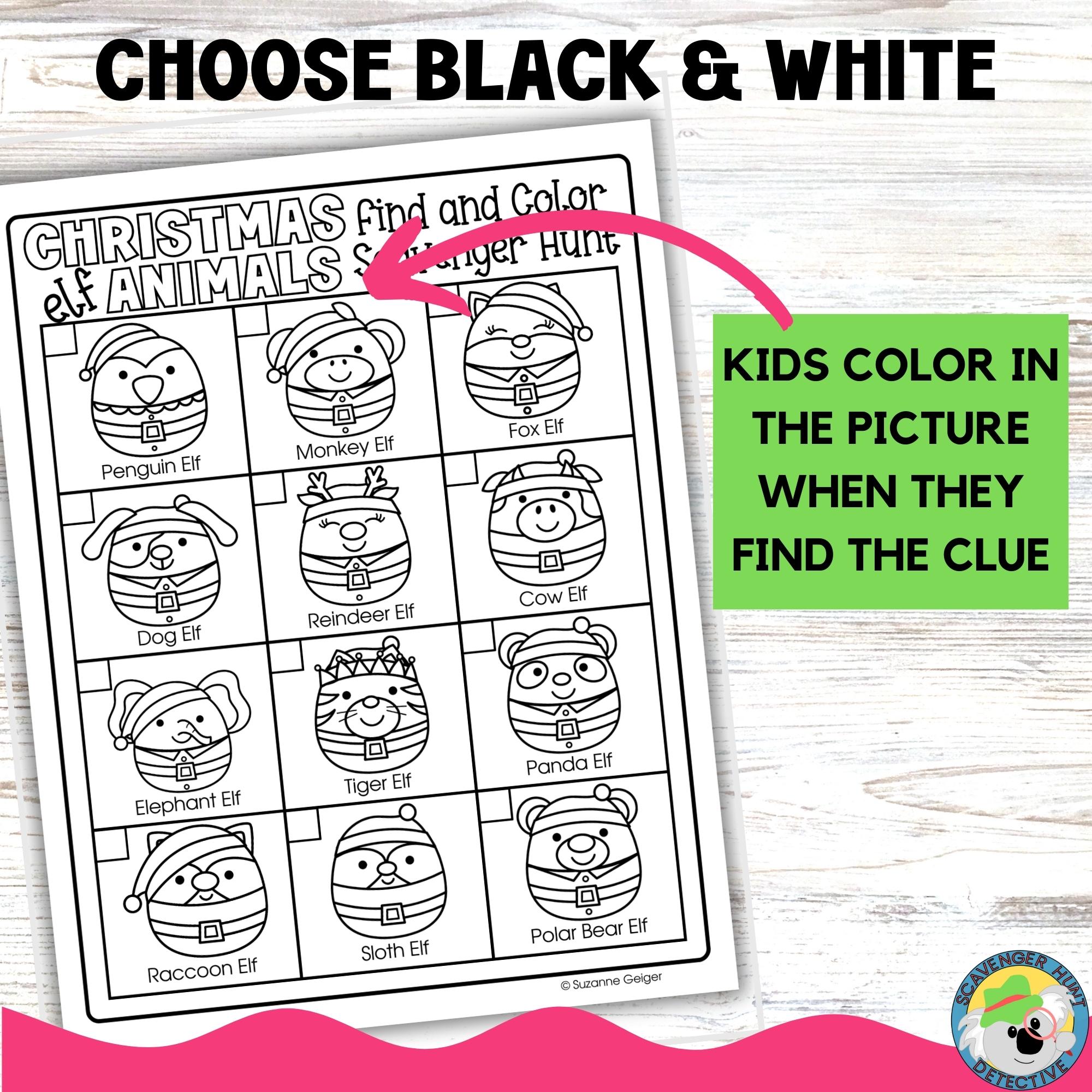 Christmas Elf Animals Scavenger Hunt for Preschoolers With Picture ...