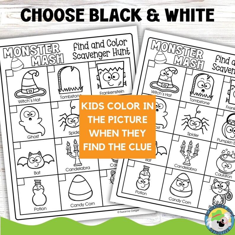 Halloween Cute Monsters Scavenger Hunt Preschool With Picture Clues ...