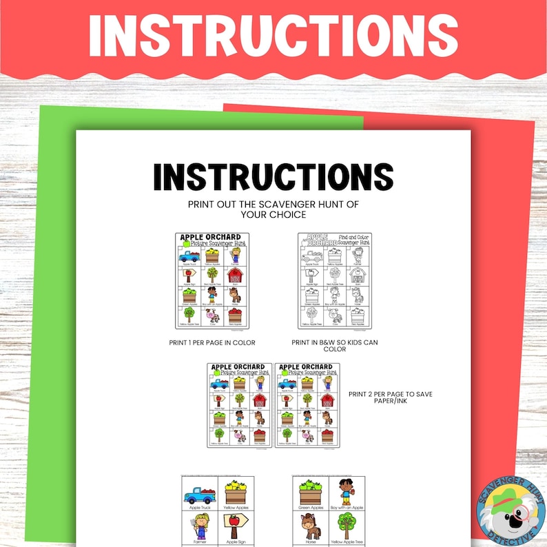 Apple Orchard Scavenger Hunt for Preschoolers With Picture Clues, Apple ...