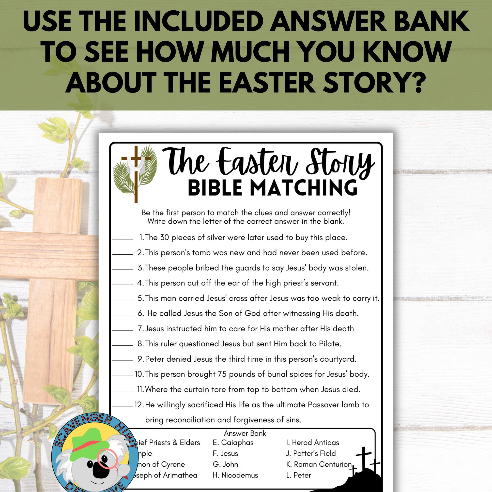 Easter Story Bible Matching Game, Holy Week Easter Bible Game Church ...