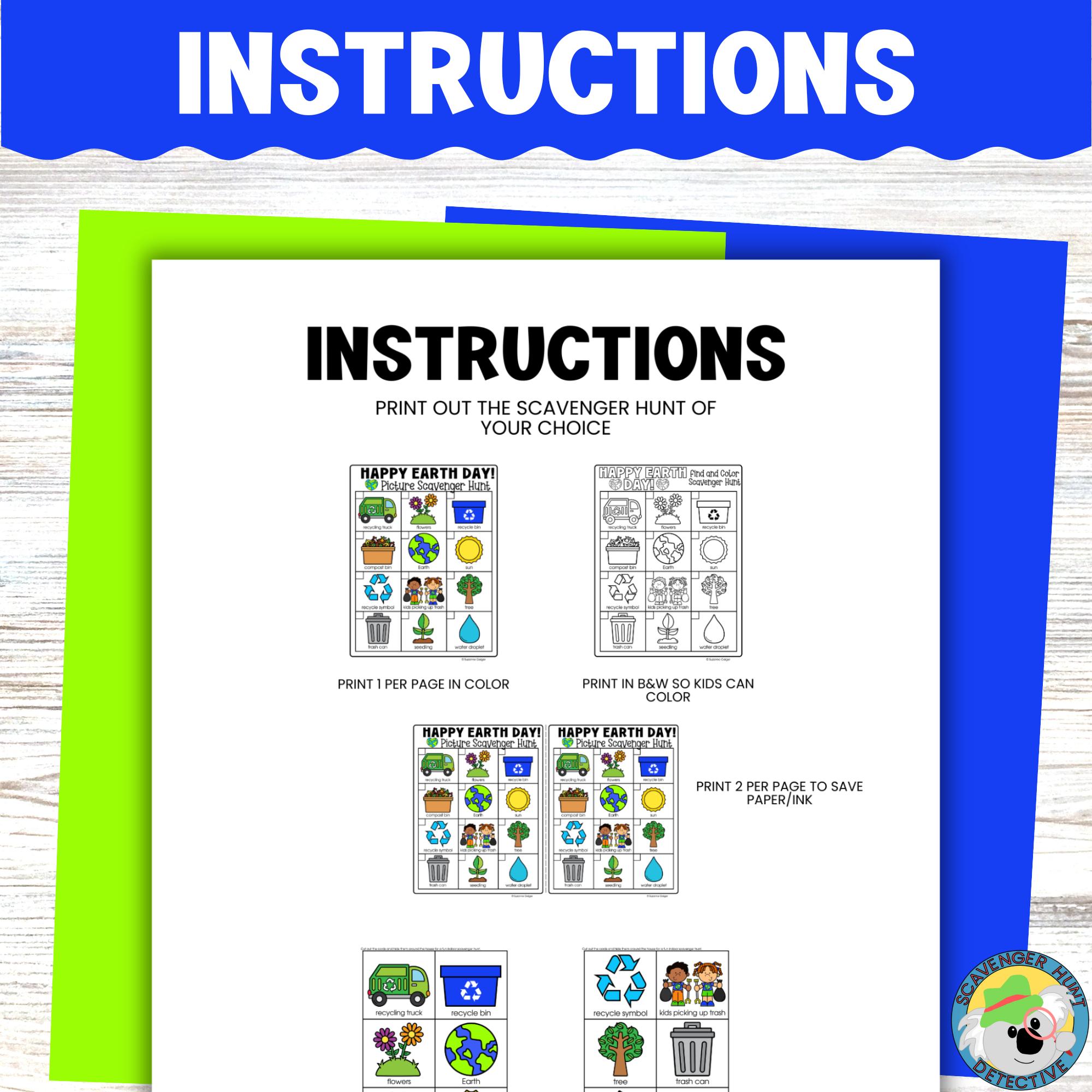 Earth Day Scavenger Hunt for Preschoolers and Toddlers With Picture ...