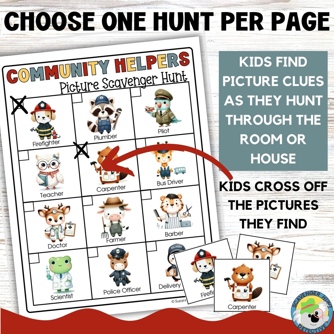 Community Helpers Scavenger Hunt for Preschoolers With Picture Clues ...