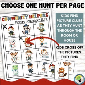 Community Helpers Scavenger Hunt for Preschoolers With Picture Clues ...