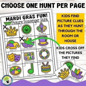 Mardi Gras Scavenger Hunt for Toddlers With Picture Clues, Picture ...