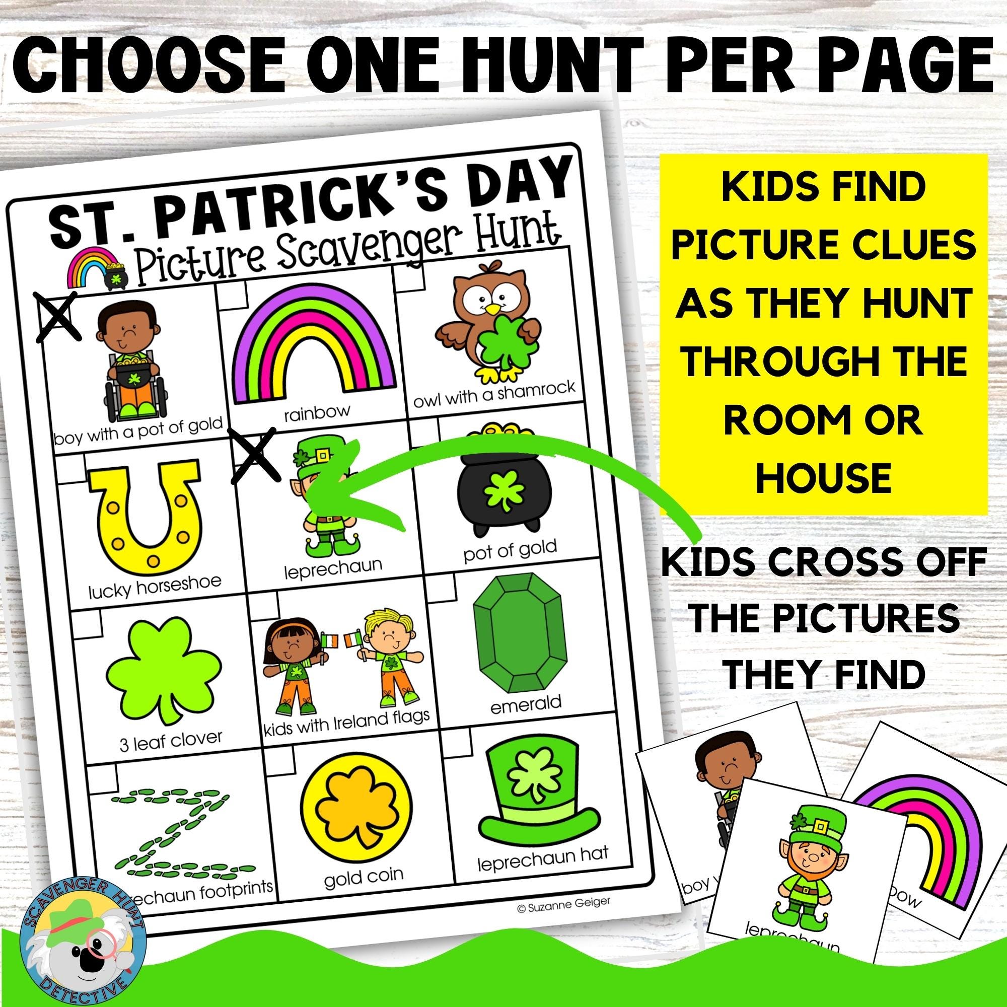 St. Patrick's Day Scavenger Hunt for Toddlers With Picture Clues ...