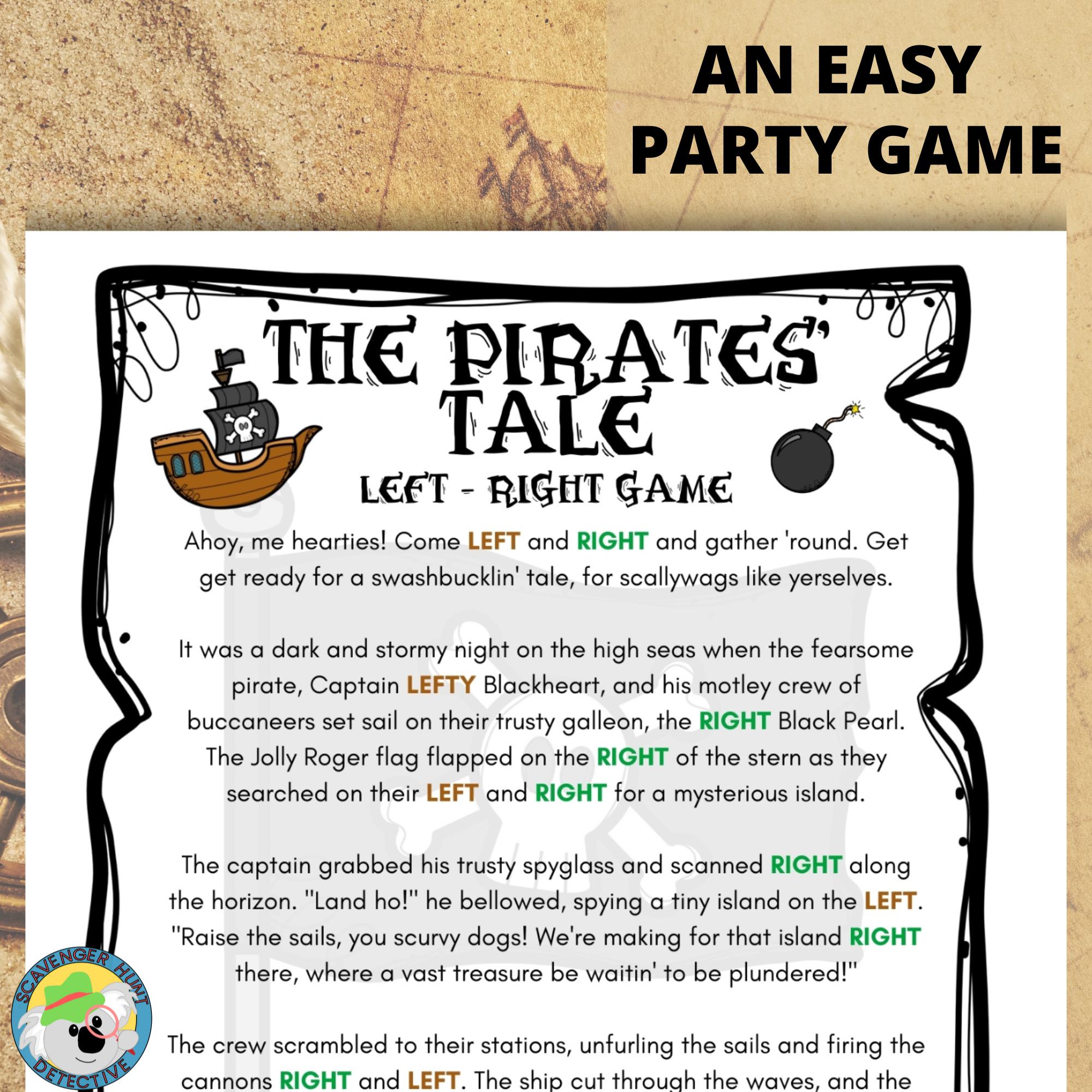 Pirate Left-right Game Printable Talk Like a Pirate Party Activity for ...