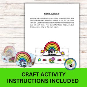Spring Paper Crown Craft Activity, Coloring Printable First Day of ...