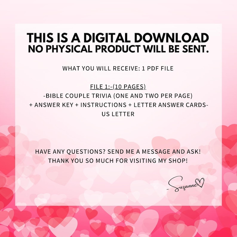 Bible Couples Trivia Game, Church Christian Valentine's Party Couples ...