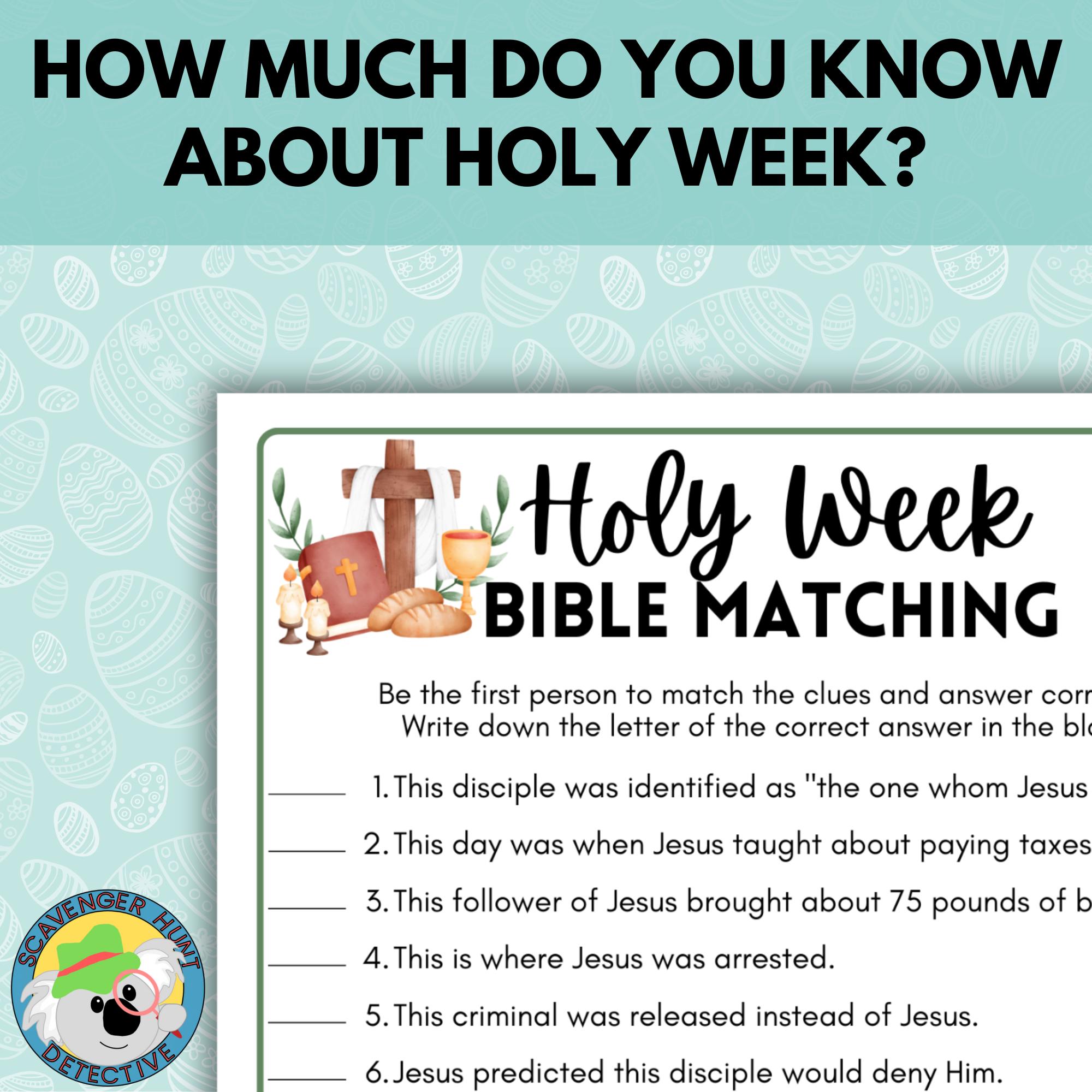 Holy Week Easter Bible Matching Game, Easter Story Bible Game Church ...