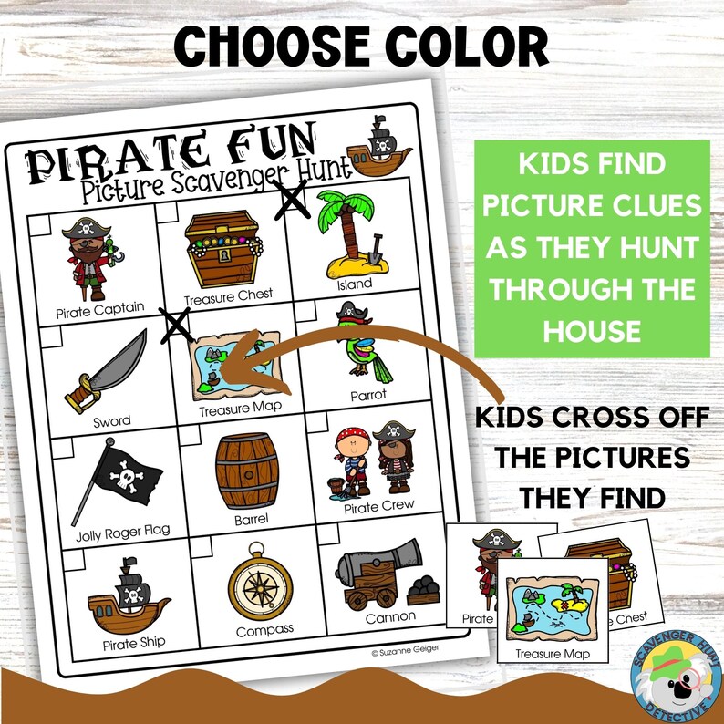 Pirate Scavenger Hunt for Preschoolers With Picture Clues, Daycare ...