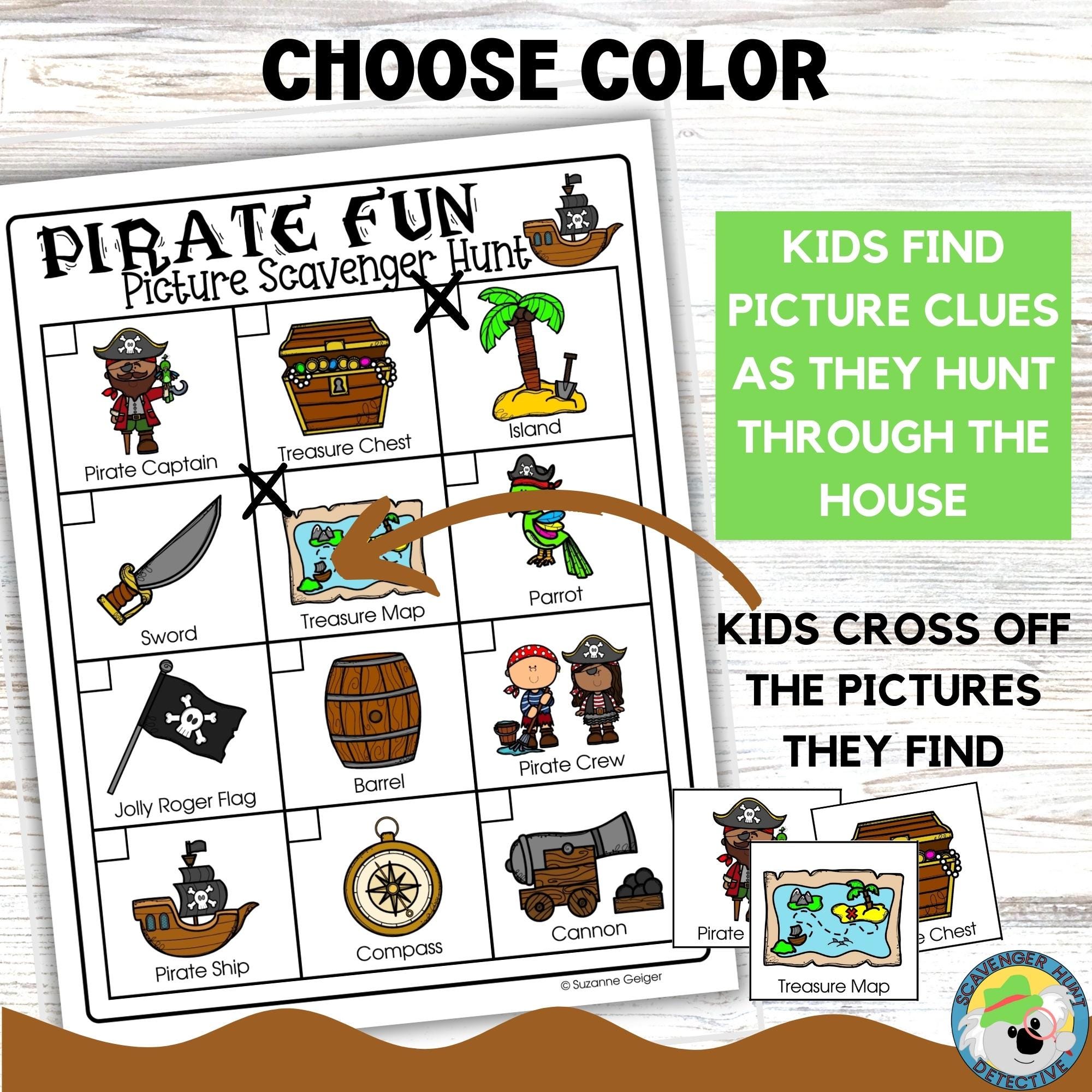 Pirate Scavenger Hunt for Preschoolers With Picture Clues, Daycare ...