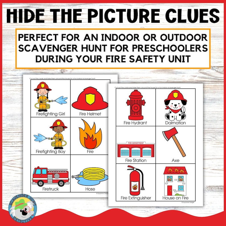 Fire Safety Week Scavenger Hunt for Preschoolers With Picture Clues ...