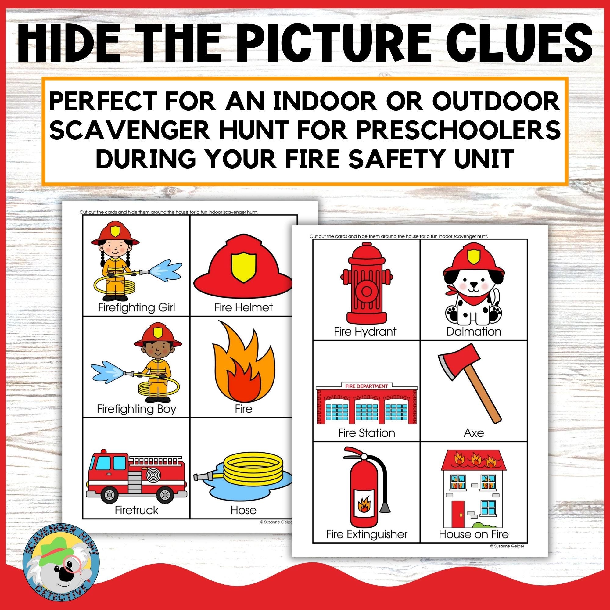 Fire Safety Week Scavenger Hunt for Preschoolers With Picture Clues ...