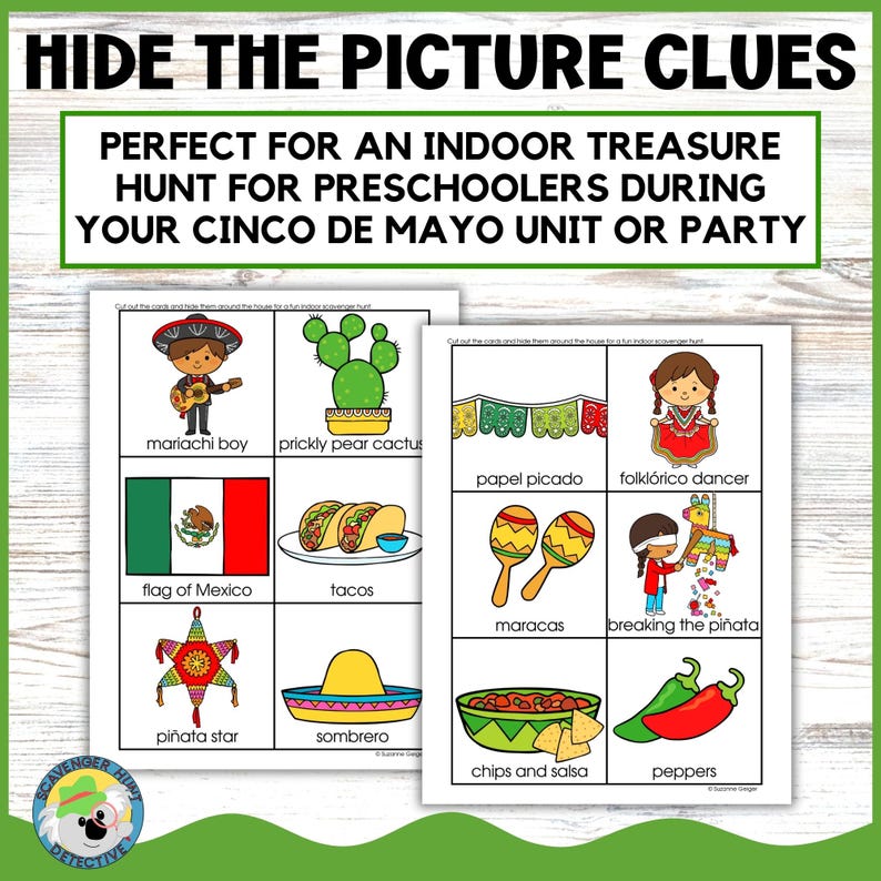 Cinco De Mayo Printable Picture Scavenger Hunt for Preschooler Toddlers ...