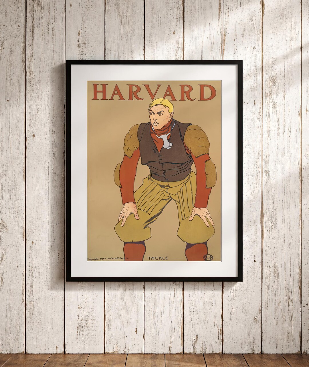 1907 Harvard Football Poster Tackle by Chas W Beck Jr Historic Sports ...