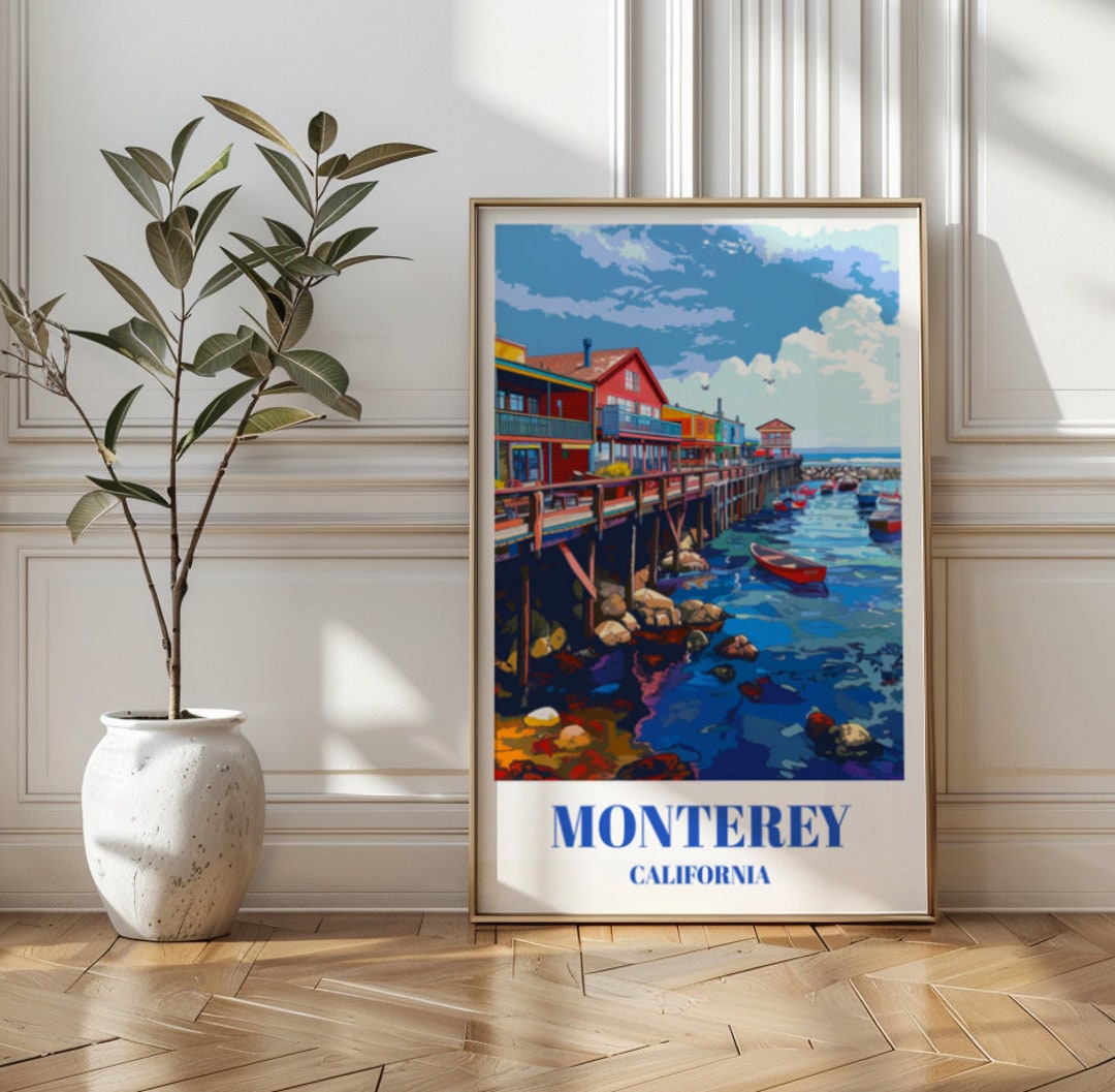 Vintage Style Cannery Row Monterey, CA Travel Poster, Coastal Art Print ...