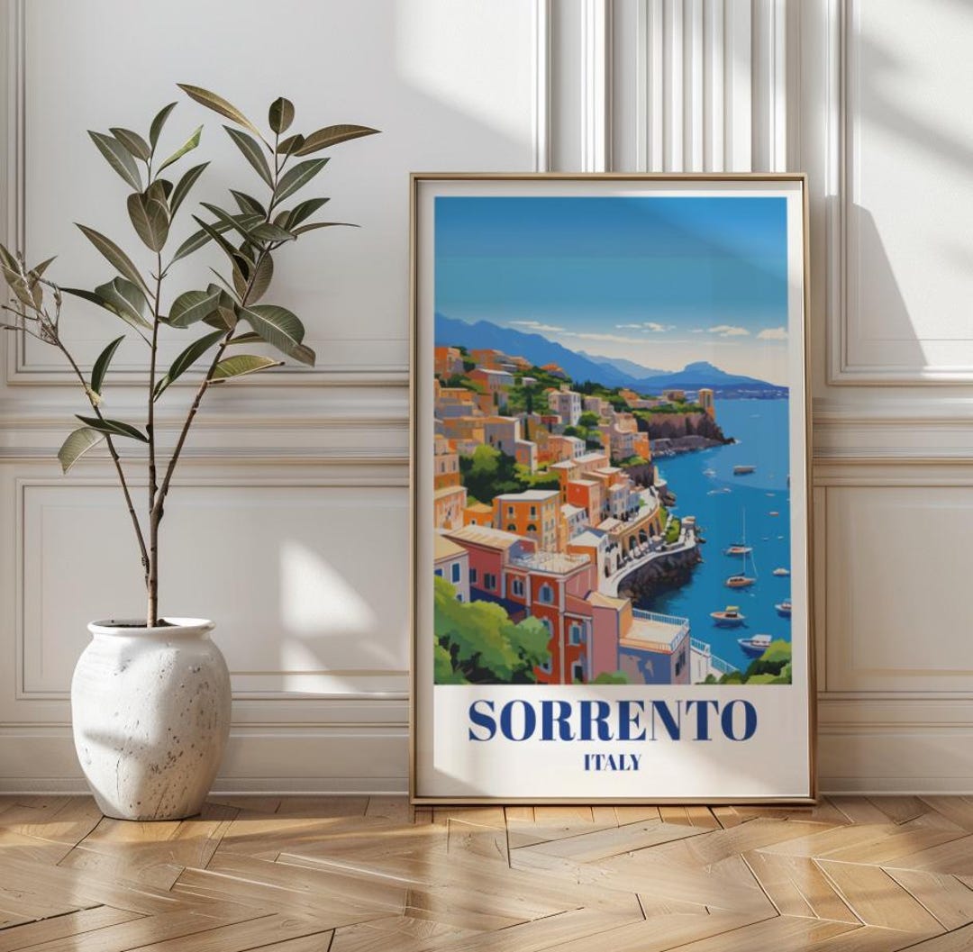 Sorrento Italy Travel Poster - Coastal Charm, Mediterranean Beauty ...