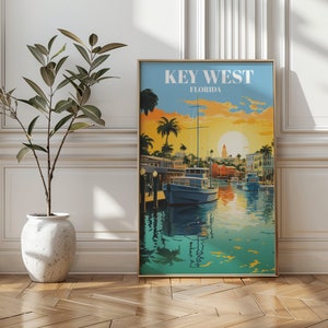 Key West Travel Poster: Vintage Florida Art Print - Etsy