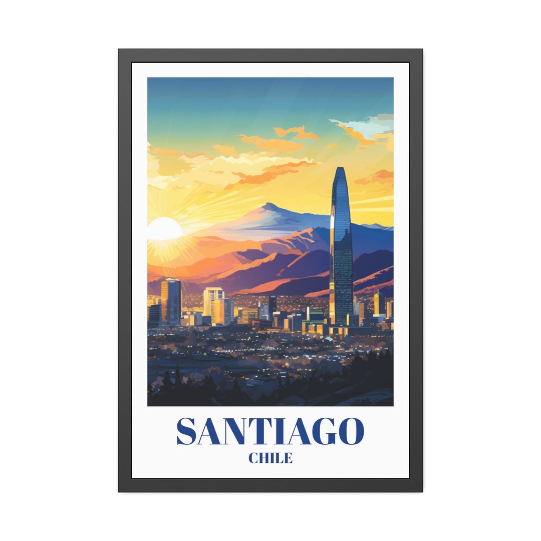Santiago, Chile Vintage-inspired Travel Poster, Skyline Cityscape Wall ...