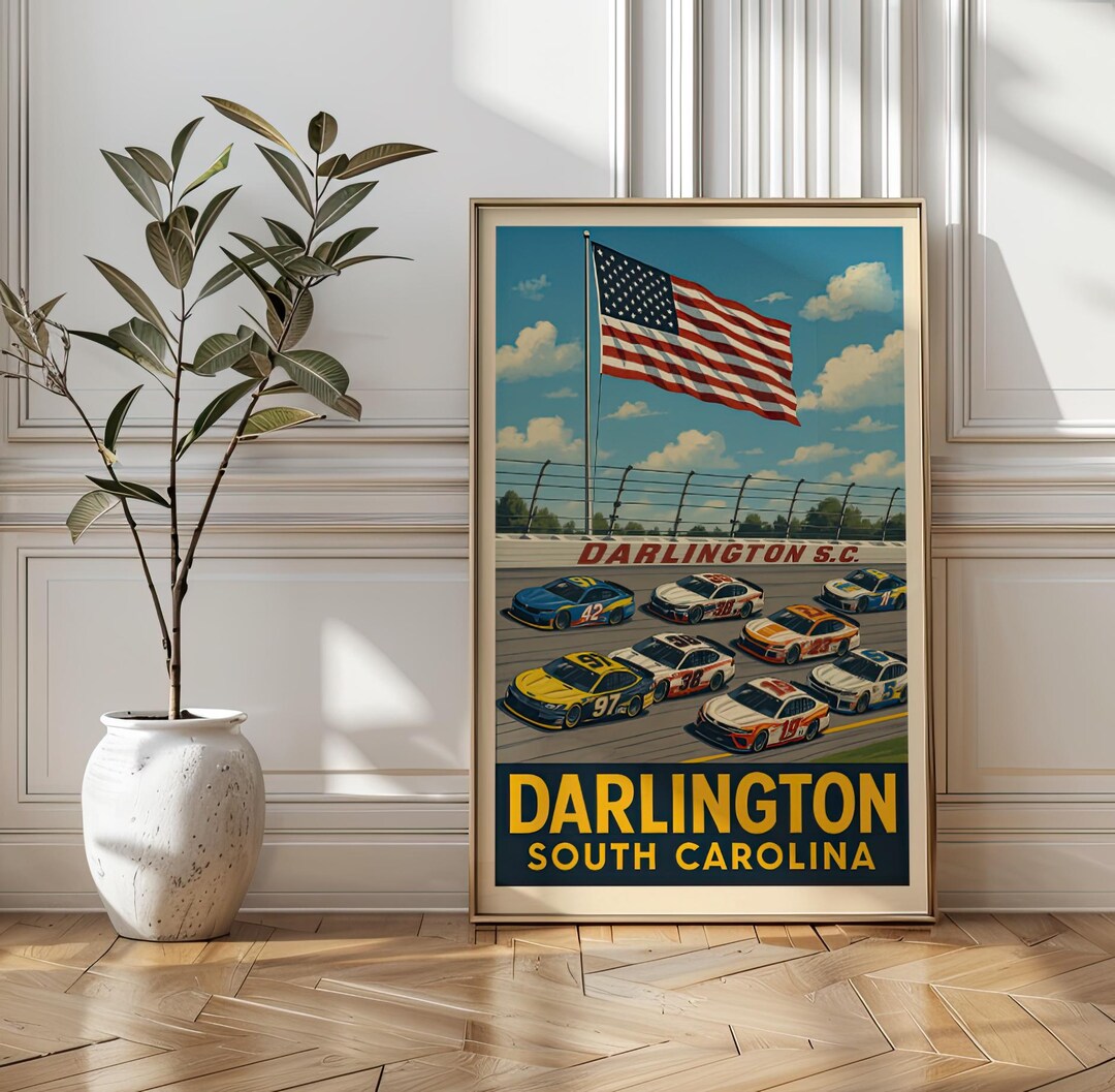 Darlington South Carolina Racing Poster | Vintage Track Wall Art ...
