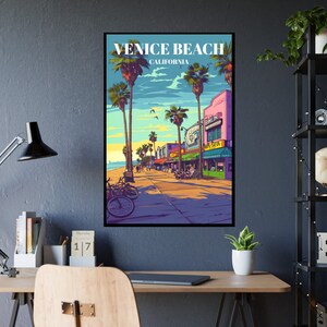 Venice Beach Travel Poster, Retro California Wall Art Print, Nostalgic ...