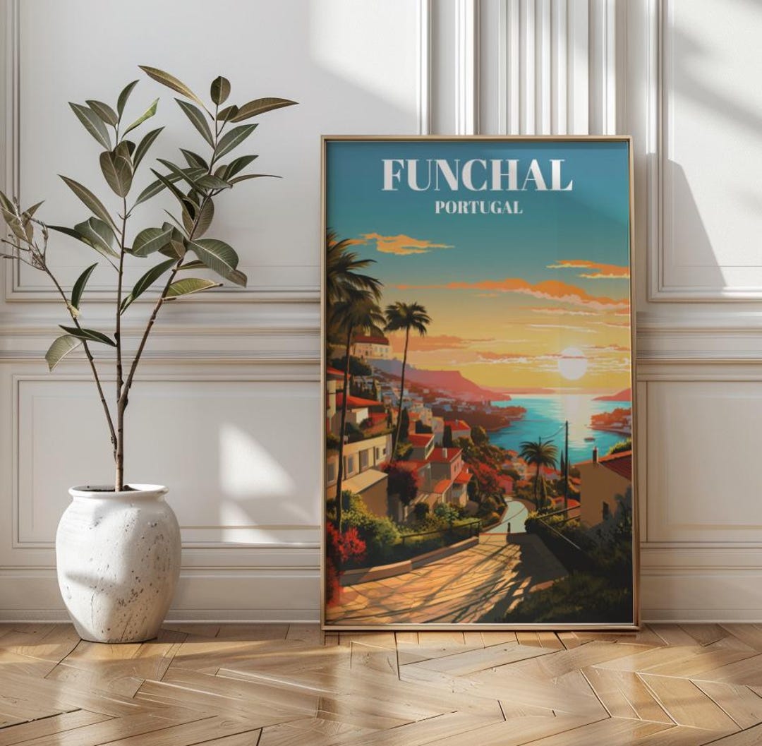 Funchal, Portugal Travel Poster: Captivating Coastal Views & Colorful ...