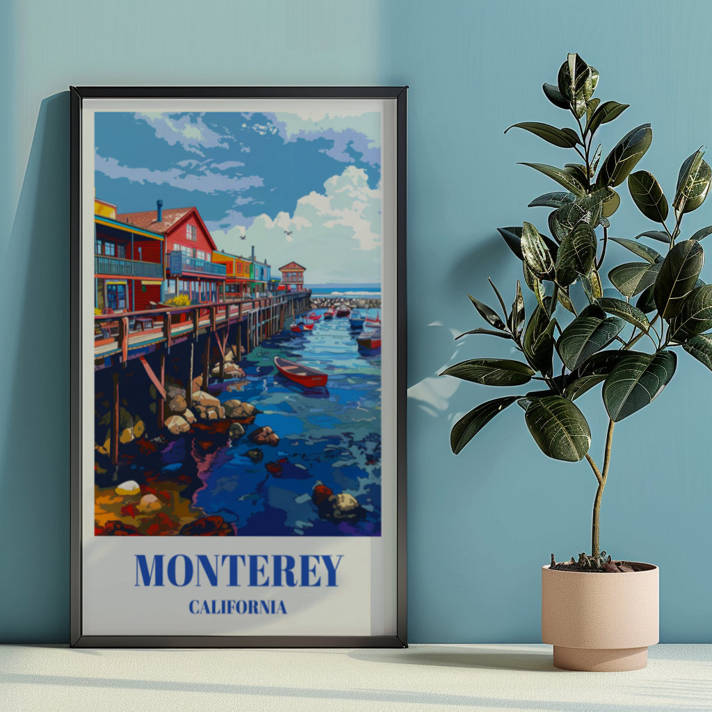 Vintage Style Cannery Row Monterey, CA Travel Poster, Coastal Art Print ...