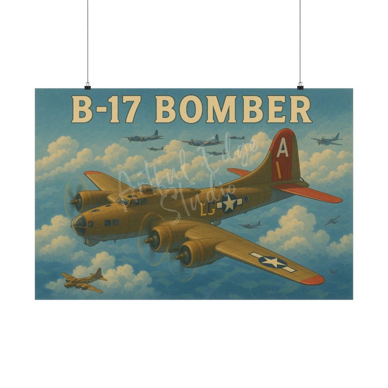 B-17 Flying Fortress Print: WWII Aviation Art, Military Decor - Etsy