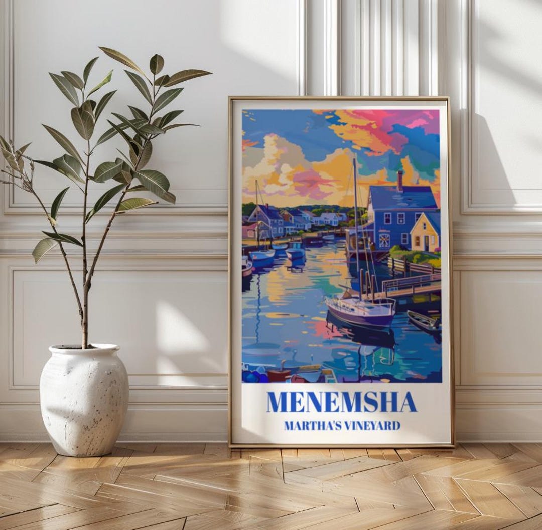Menemsha Martha's Vineyard Travel Poster, Coastal Wall Art, Nautical ...