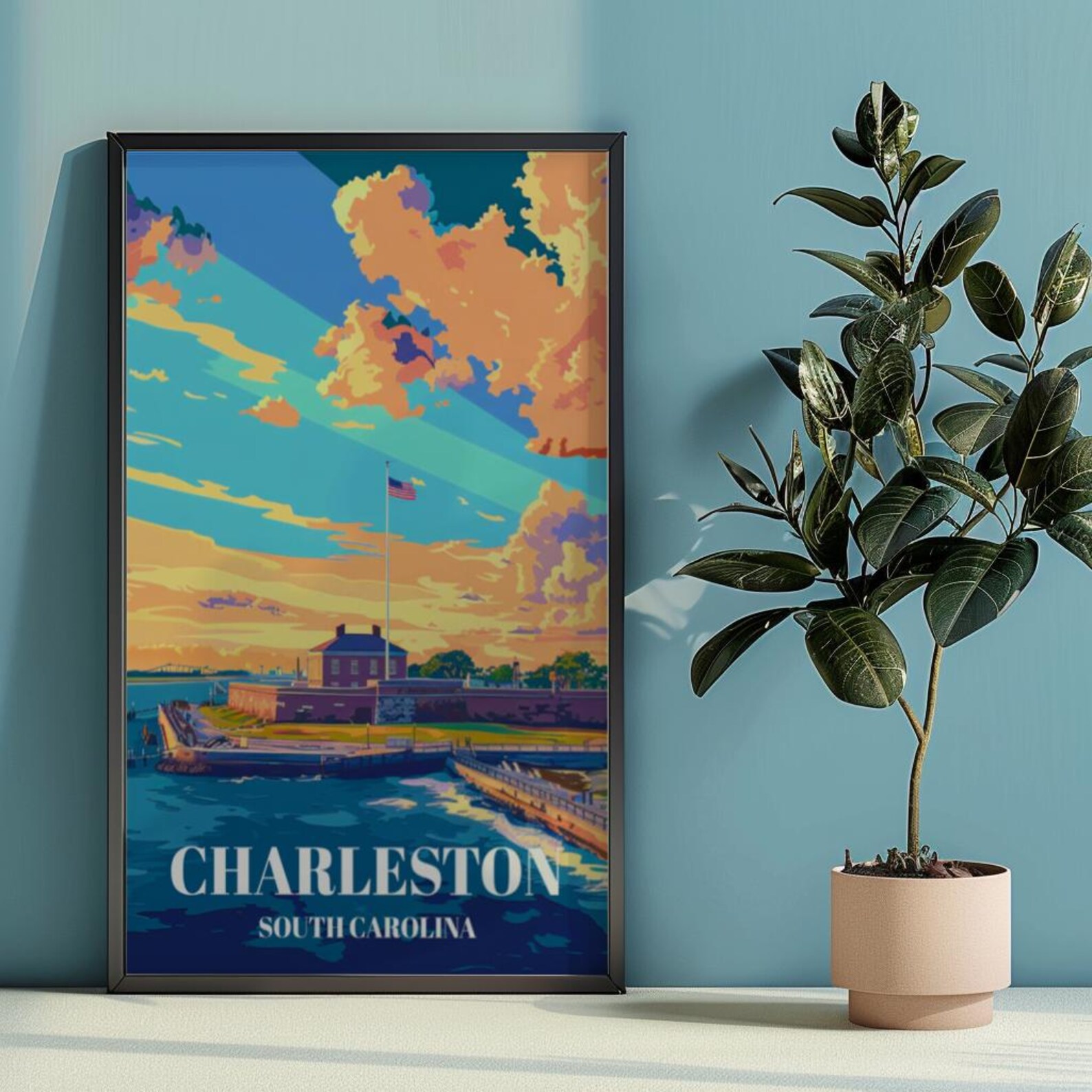 Fort Sumter Charleston SC Travel Poster: Civil War Landmark Art - Etsy