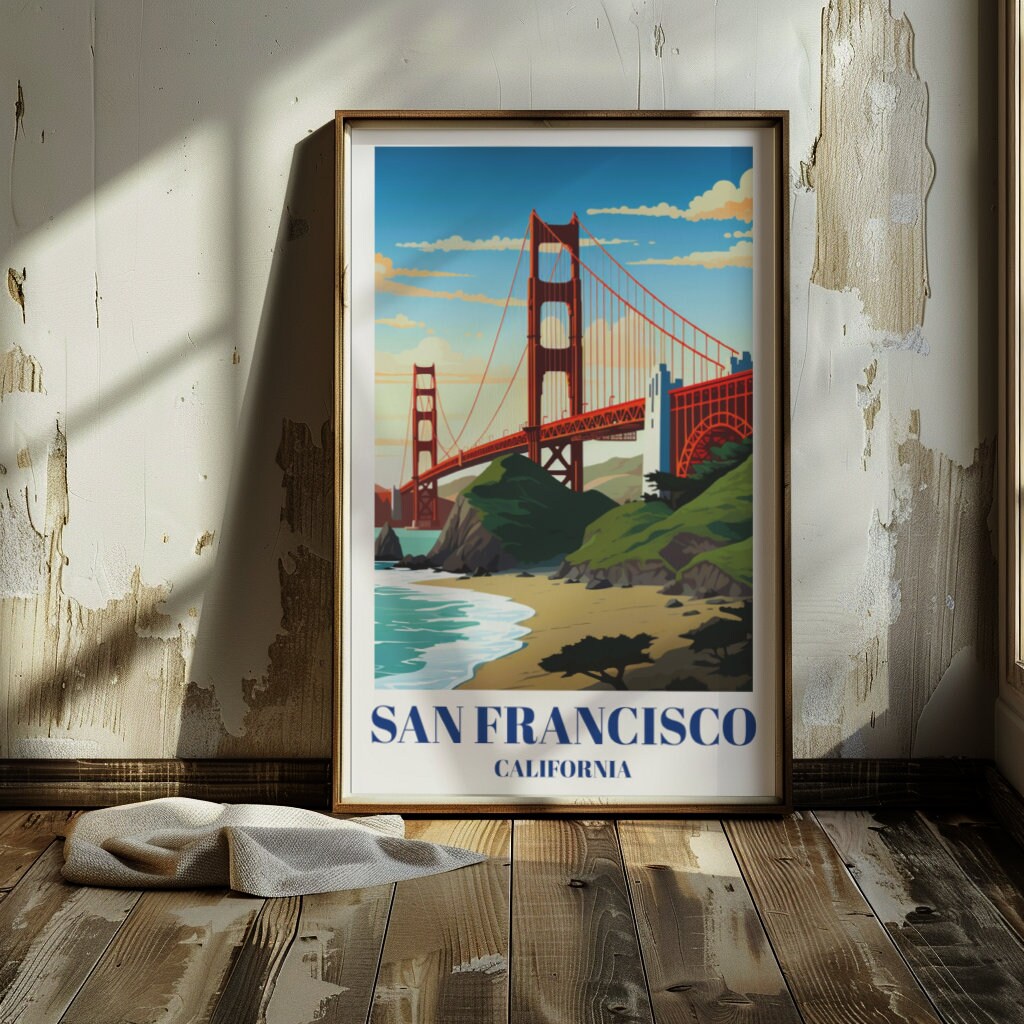 San Francisco Golden Gate Bridge Travel Poster art Print of California ...