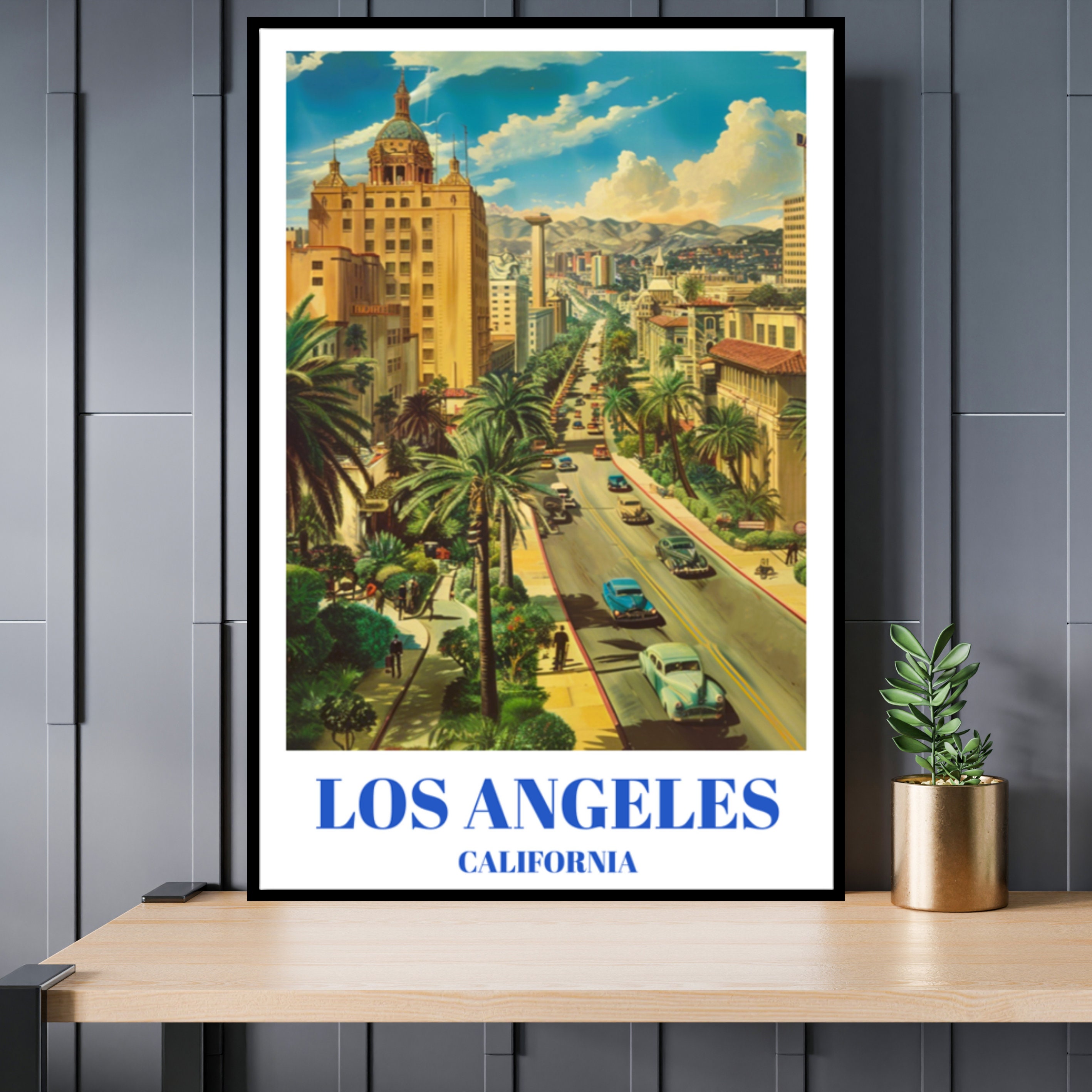 1940s Los Angeles Travel Poster, Retro California Wall Art Print ...