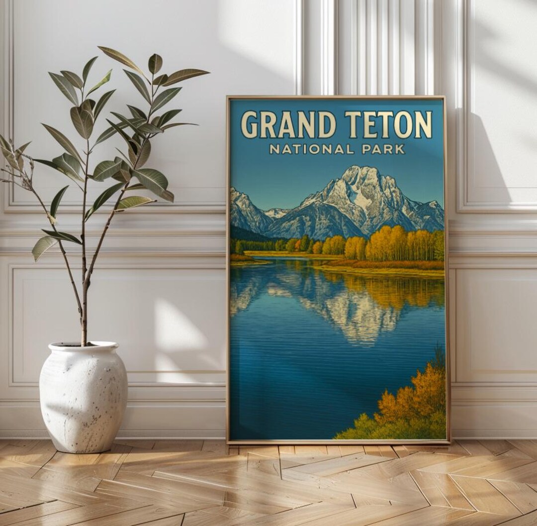 Grand Tetons National Park Poster: Vintage Mountain Landscape Art - Etsy