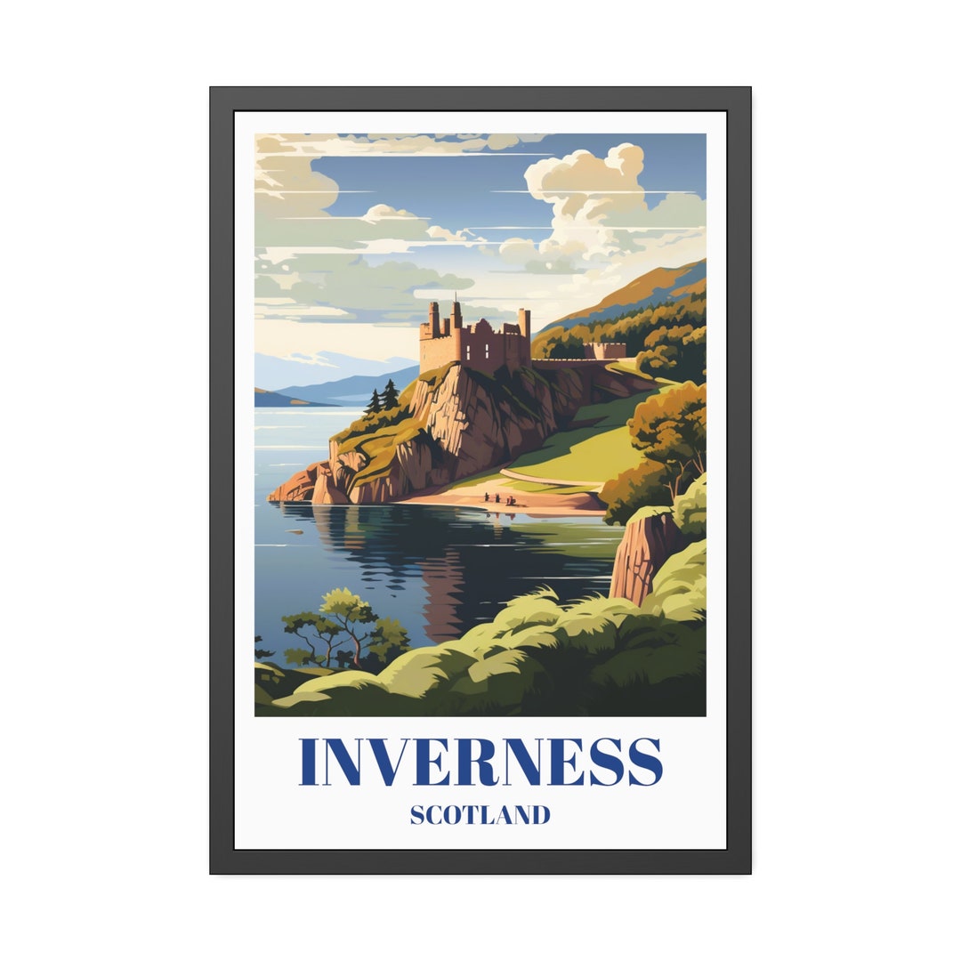 Urquhart Castle Travel Poster Inverness Scotland Wall Art Print, Loch ...