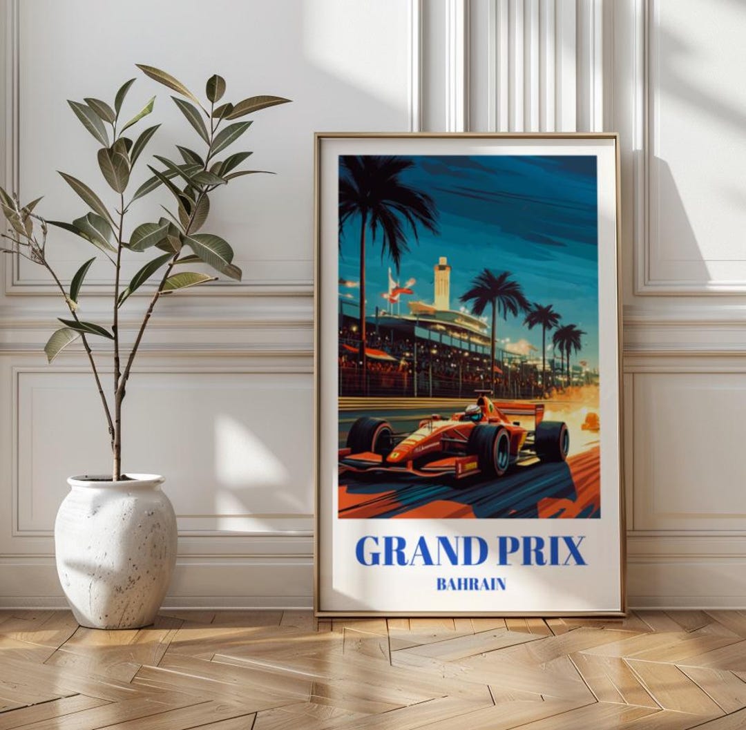 Bahrain Grand Prix Travel Poster, Sakhir Circuit Formula 1 Art Print ...