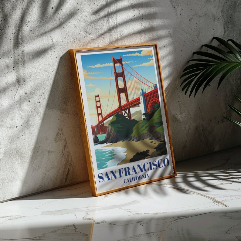 San Francisco Golden Gate Bridge Travel Poster art Print of California ...