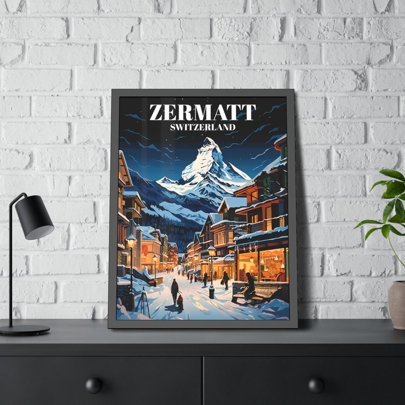 Zermatt Switzerland Vintage Travel Poster Alpine Adventure Art Print ...