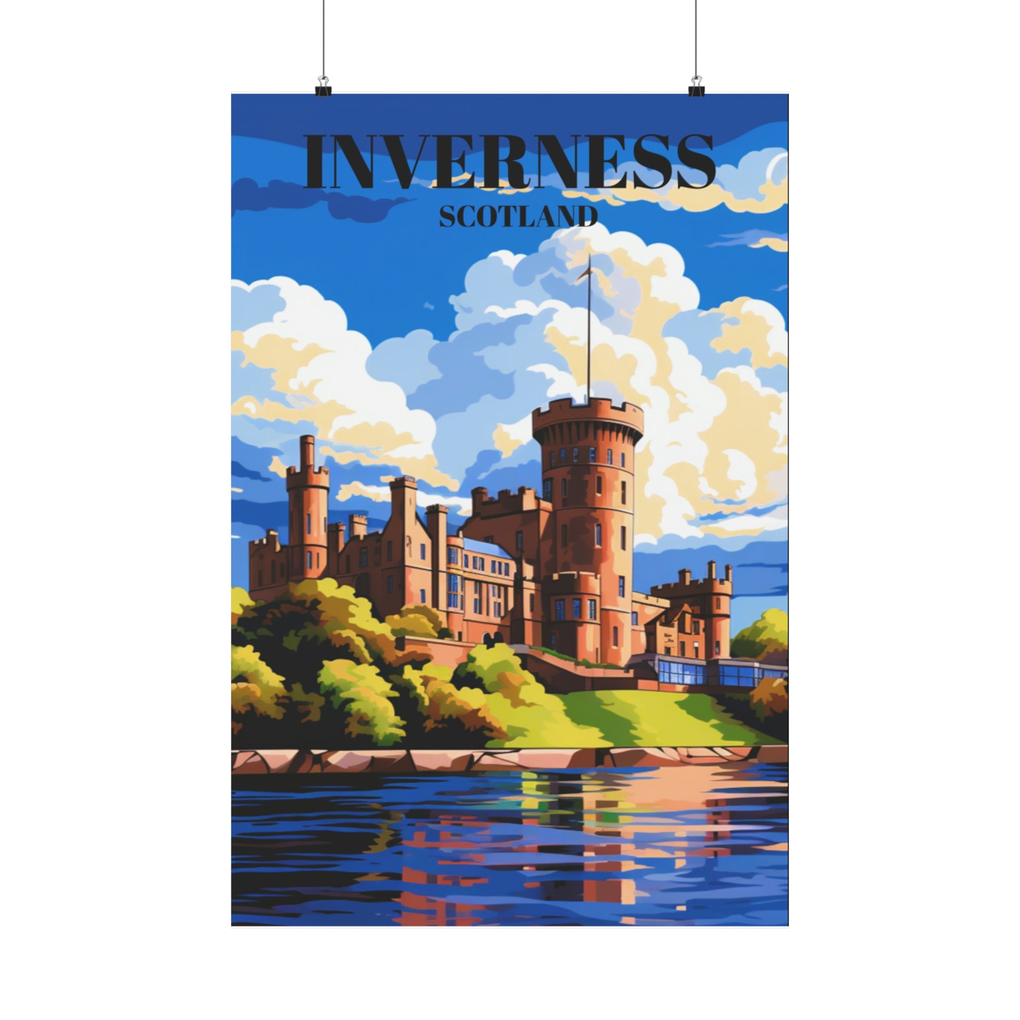 Inverness Castle Scotland Travel Poster Vintage Style Wall Art Print ...