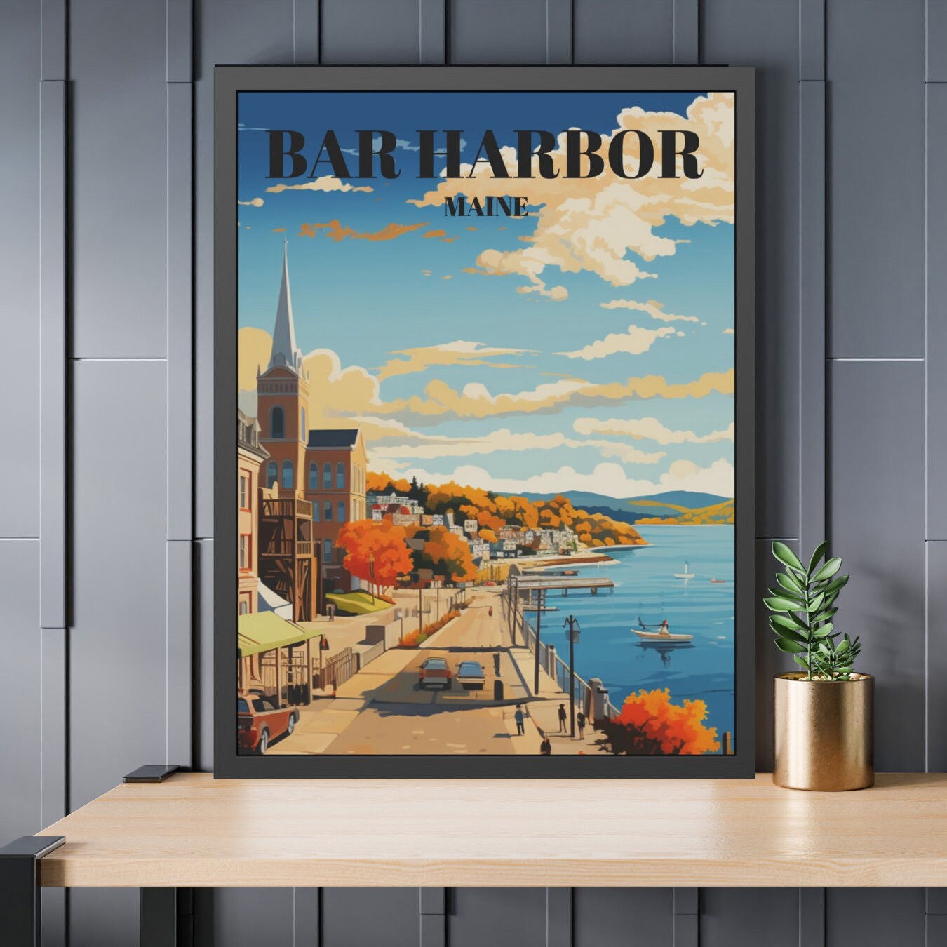Bar Harbor, Maine Travel Poster Acadia National Park Nautical ...
