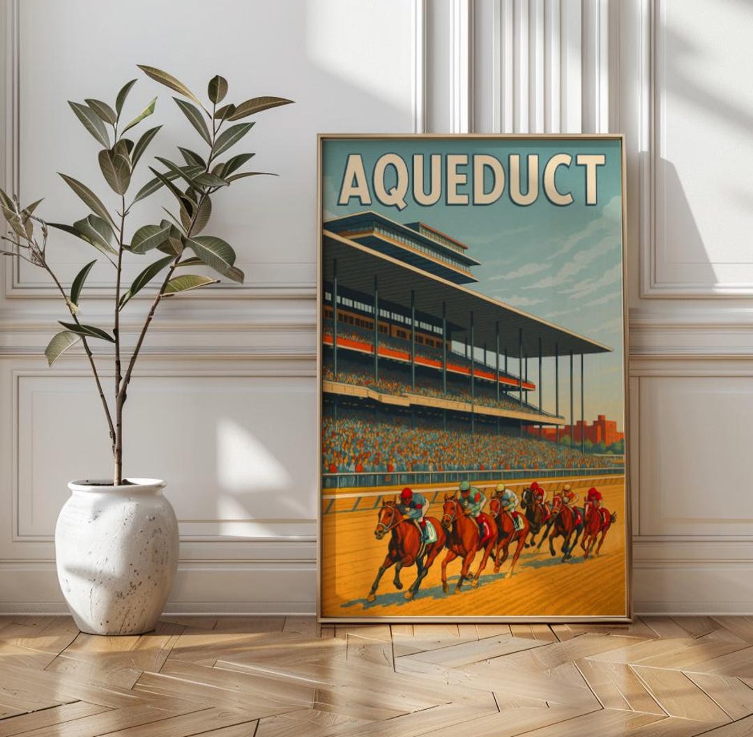 Aqueduct Racetrack Poster: Vintage Horse Racing Art, NYC Sports Print ...