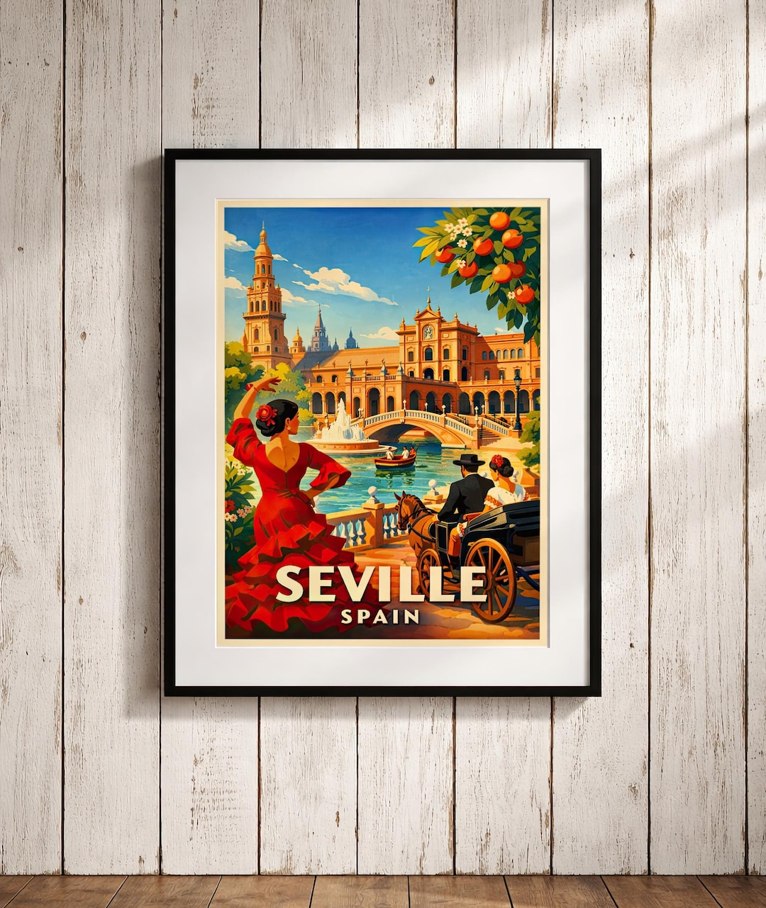 Seville Spain Travel Poster | Vintage Andalusia Wall Art | Spanish City ...