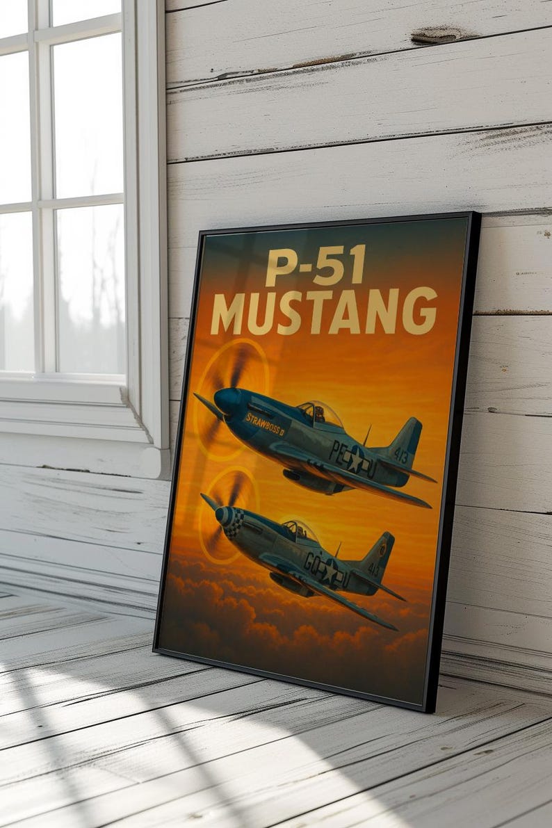 P-51 Mustang Aviation Poster: WWII Fighter Plane Art - Etsy