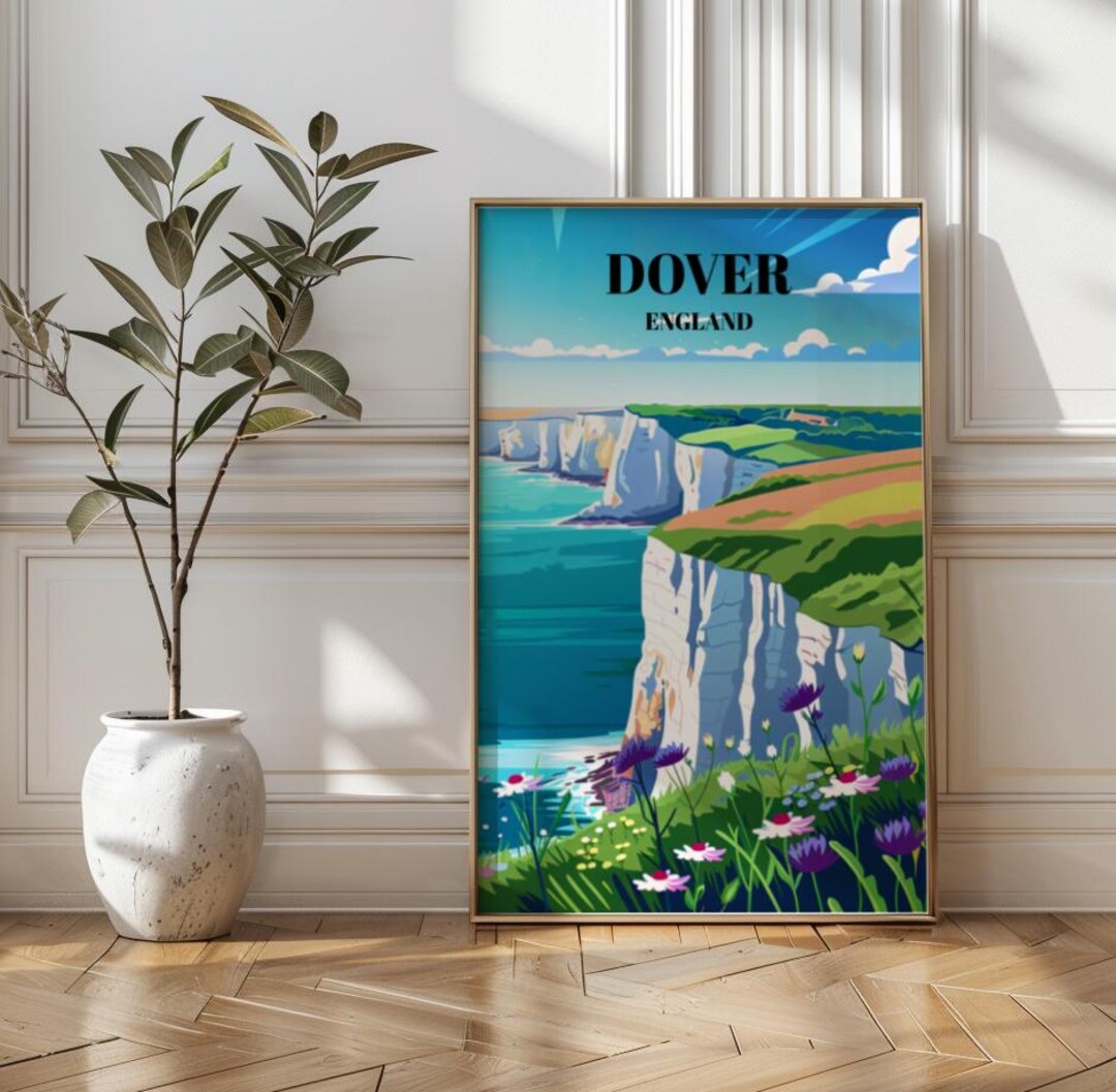 White Cliffs of Dover Travel Poster: Vintage Coastal England Art Print ...