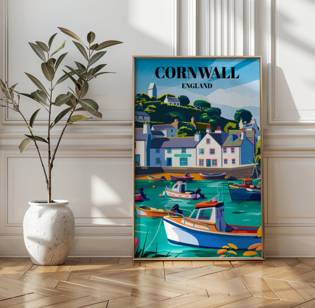 Looe Fishing Village Poster: Cornwall Coastal Art, Nautical Decor - Etsy