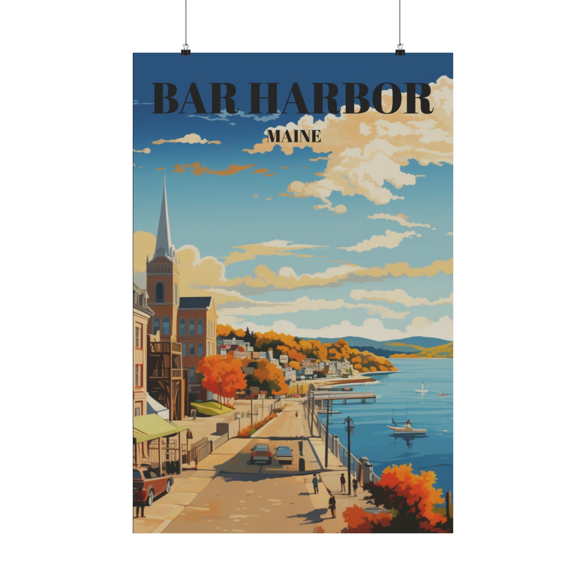 Bar Harbor, Maine Travel Poster - Acadia National Park Nautical ...