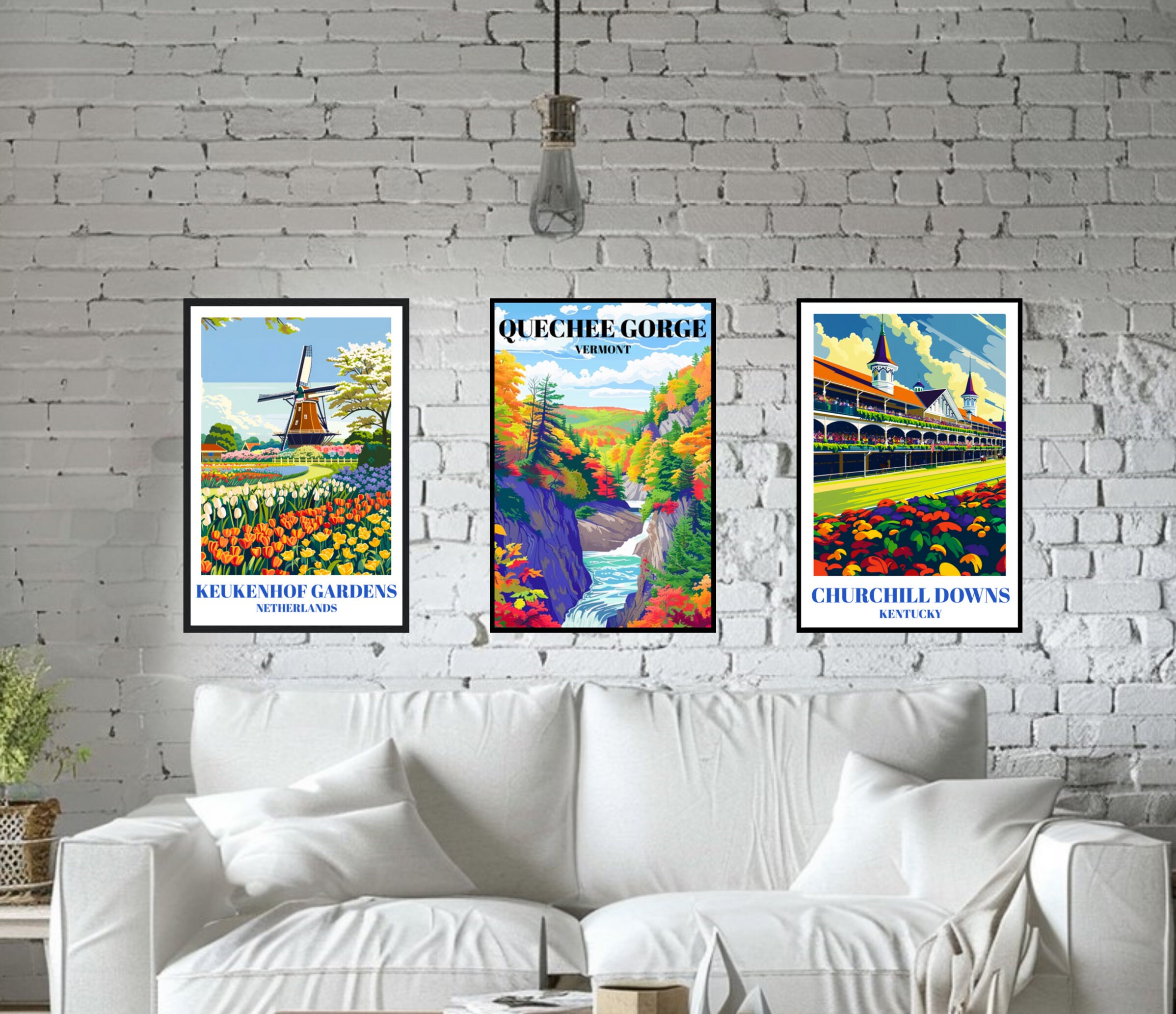 Quechee Gorge Vermont Travel Poster, Scenic Nature Landscape, Wall Art ...