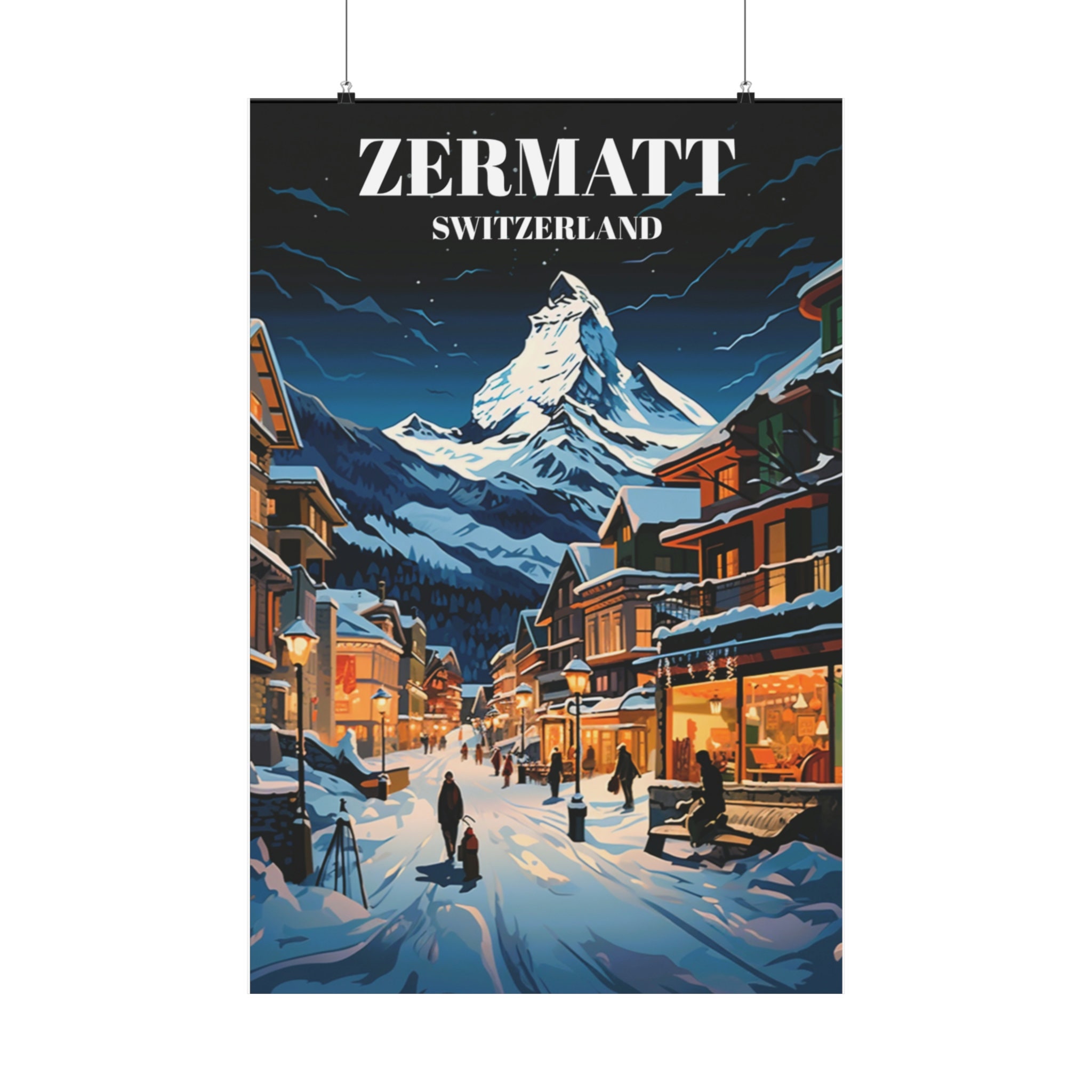 Zermatt Switzerland Vintage Travel Poster - Alpine Adventure Art Print ...